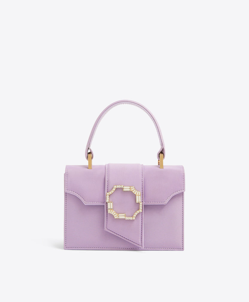 Mini Lilac Square-Top Satin Handbag | Malone Souliers
