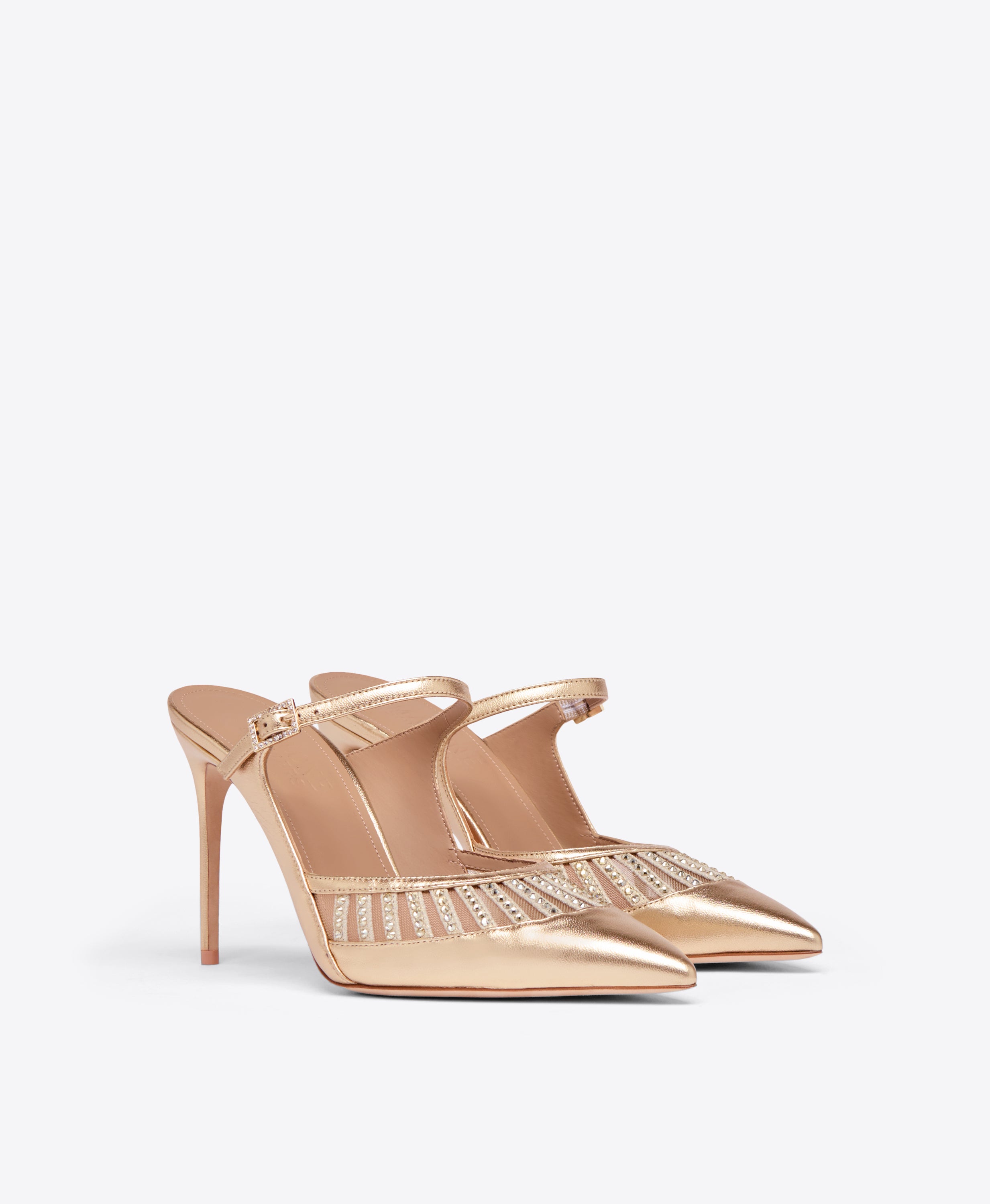 Gold mules heels store