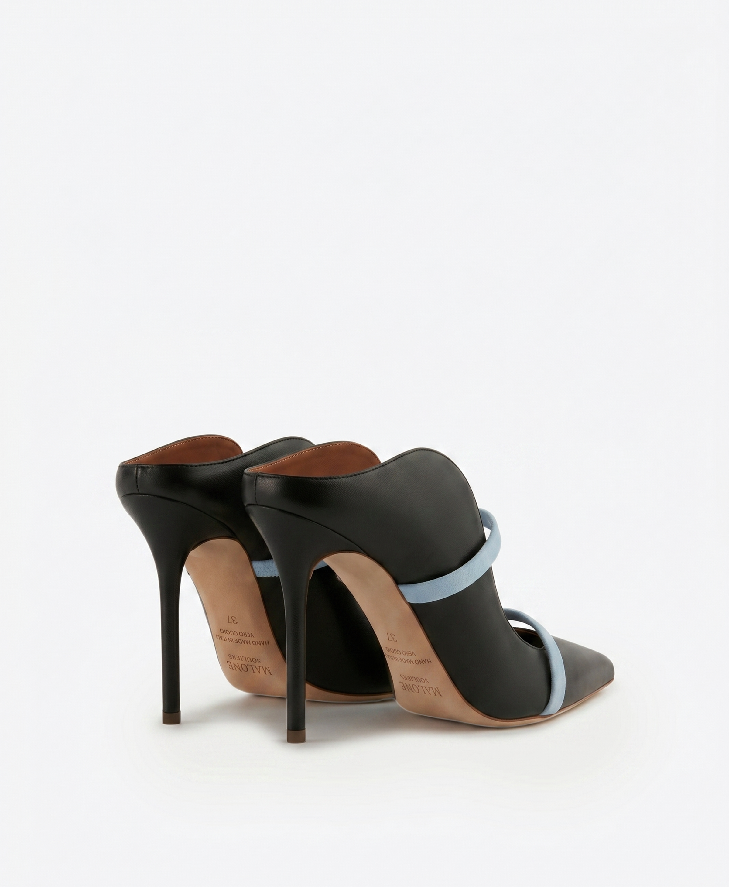 Maureen Black & Blue Leather Mules | Malone Souliers