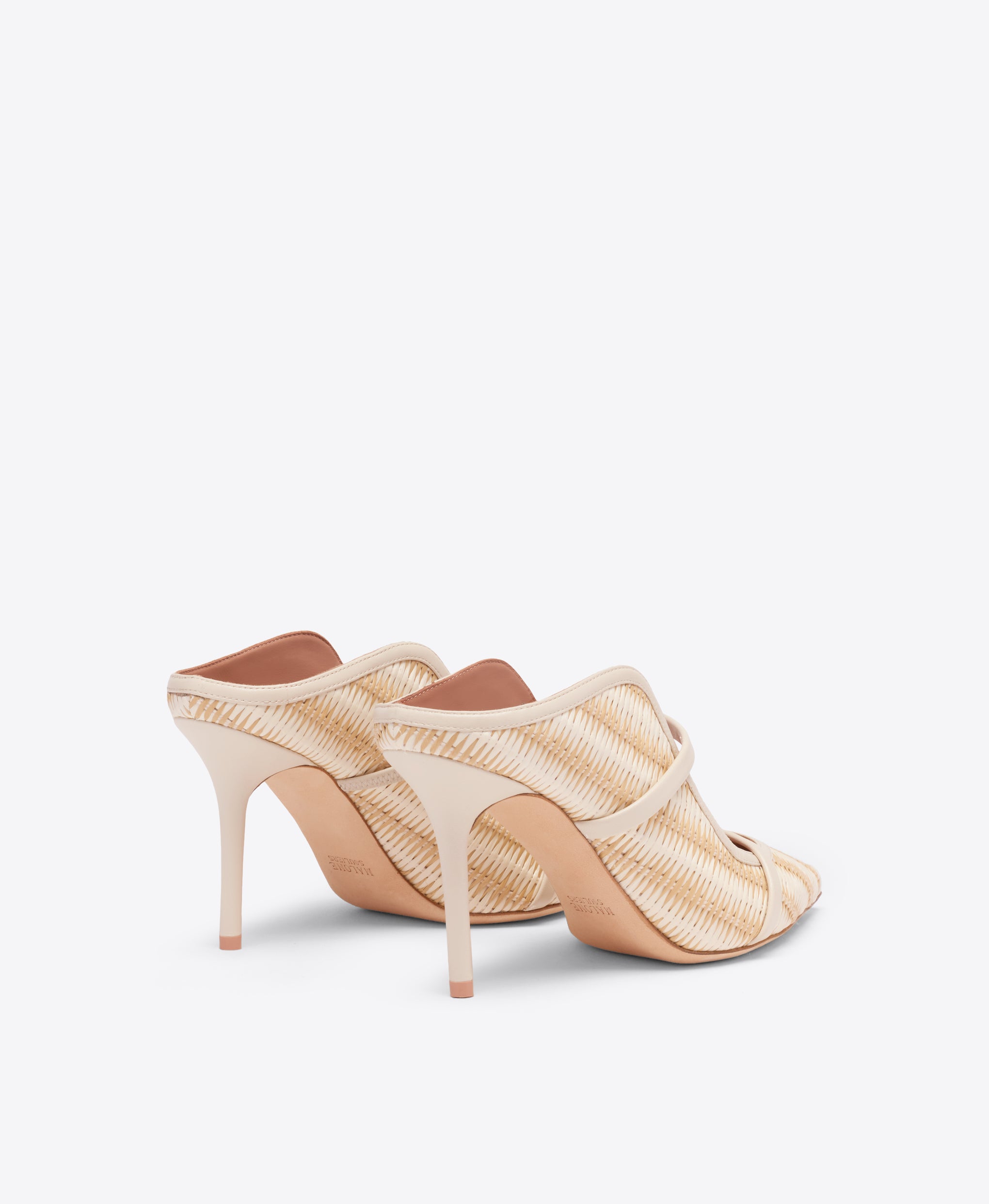 Maureen 85 White Raffia Heeled Mules | Malone Souliers