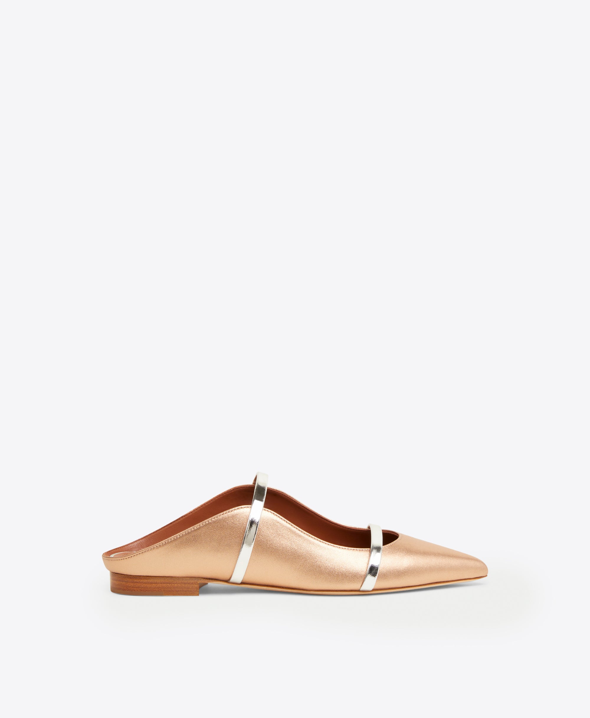 Maureen Gold & Silver Metallic Leather Pointed Flats | Malone Souliers