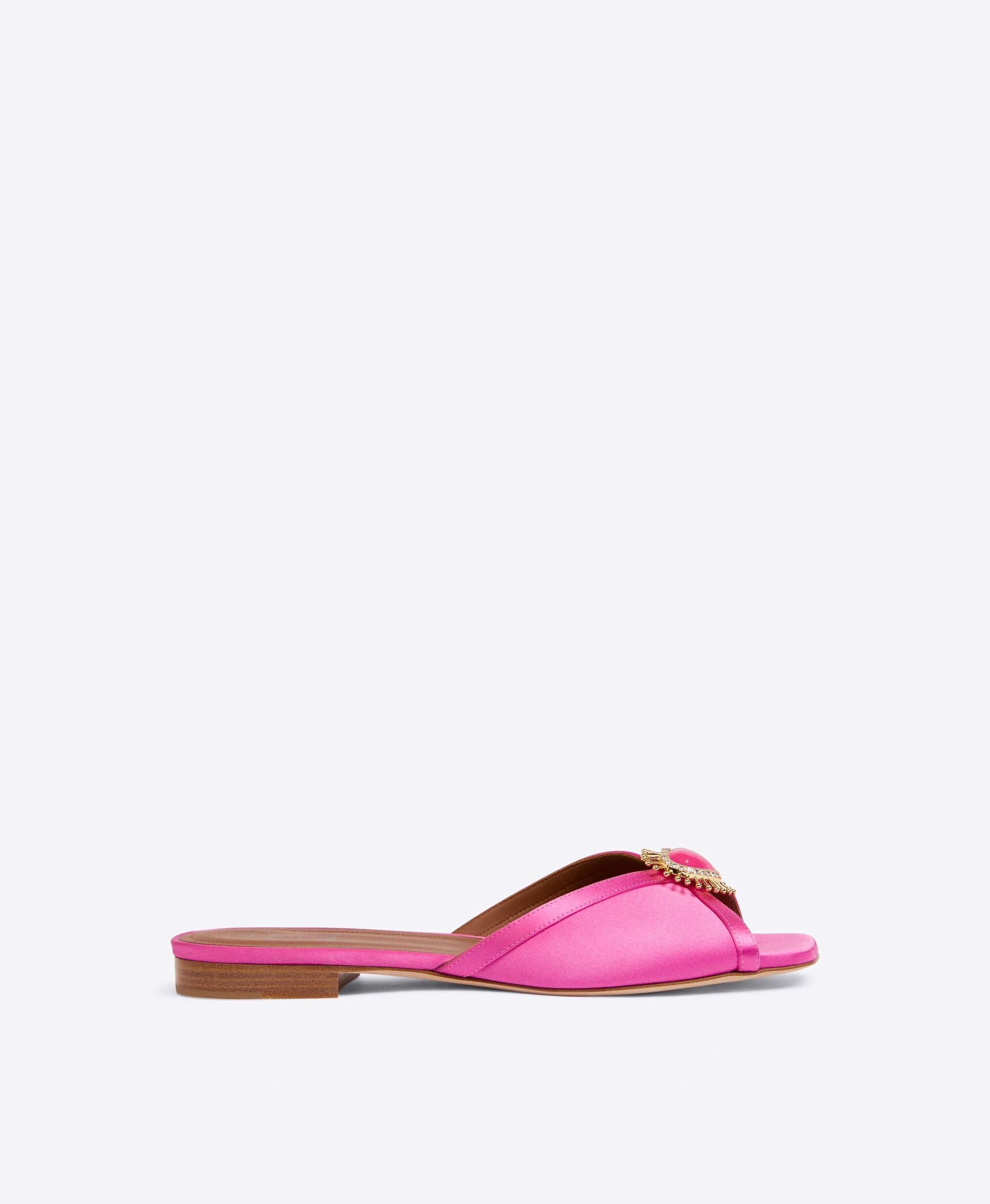 Perla Pink Satin Flat Sandals | Malone Souliers